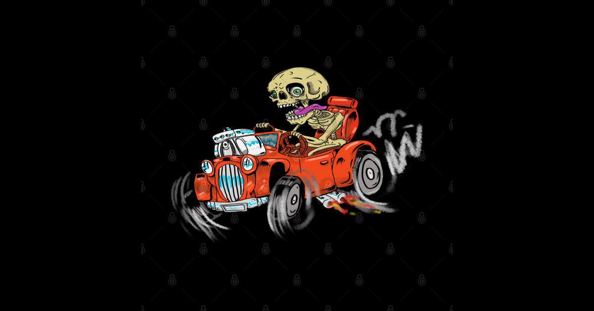 Fully Sick Colour Hot Rod driving Skeleton Boss - Grim Reaper - Posters ...