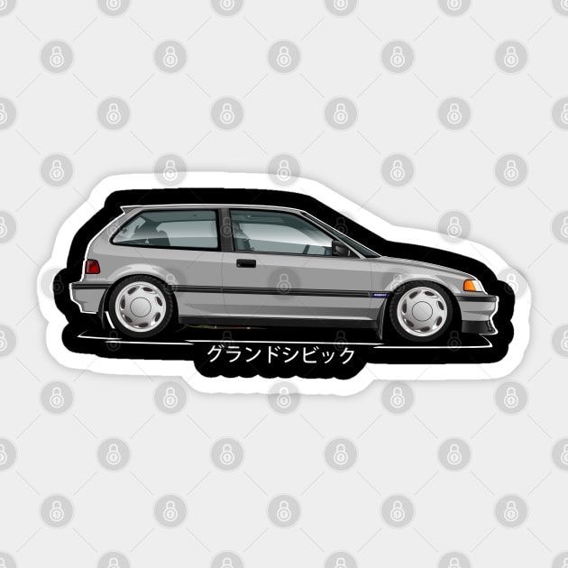 4th GEN CIVIC HATCHBACK EF EE JDM BLACK - Civic - Sticker | TeePublic