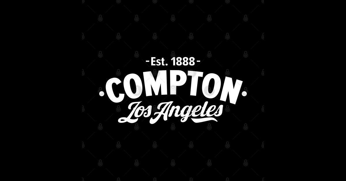 Compton Los Angeles - White Typographic Logo Design - Compton Los ...