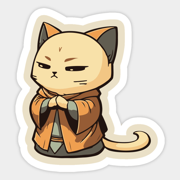 Chibi Monk Cat - Cute Cats - Sticker | TeePublic