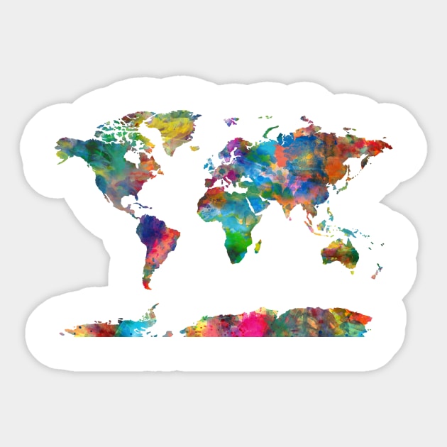 world map watercolor - World Map - Sticker | TeePublic