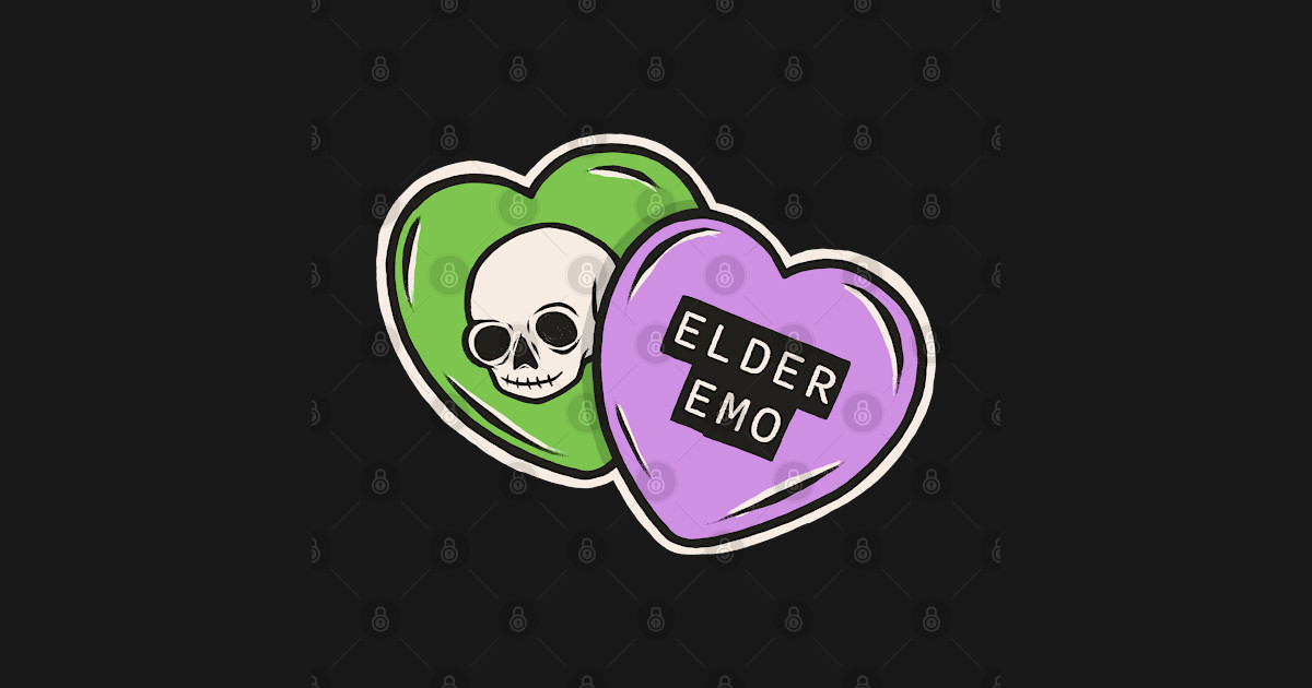 Elder Emo Green and Purple Candy Hearts - Elder Emo - T-Shirt | TeePublic