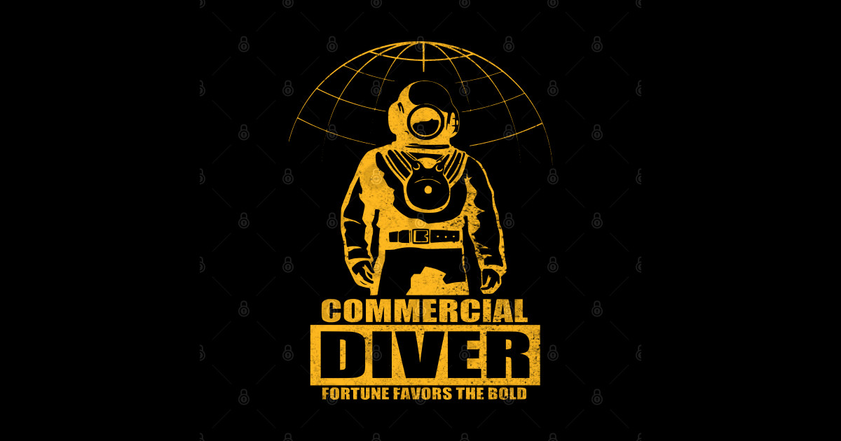 Commercial Diver - Cool Blue Gold Diver - Sticker | TeePublic