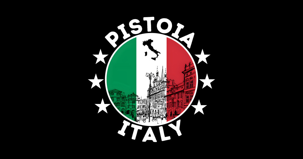 Pistoia City Skyline, Italian Flag - Made In Pistoia - Sticker | TeePublic
