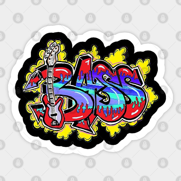 Bass Guitar graffiti 777 - Bass Guitar - Sticker | TeePublic