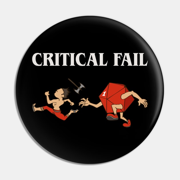 Critical Fail Running from D20 Dice Tabletop RPG - Critical Fail - Pin ...