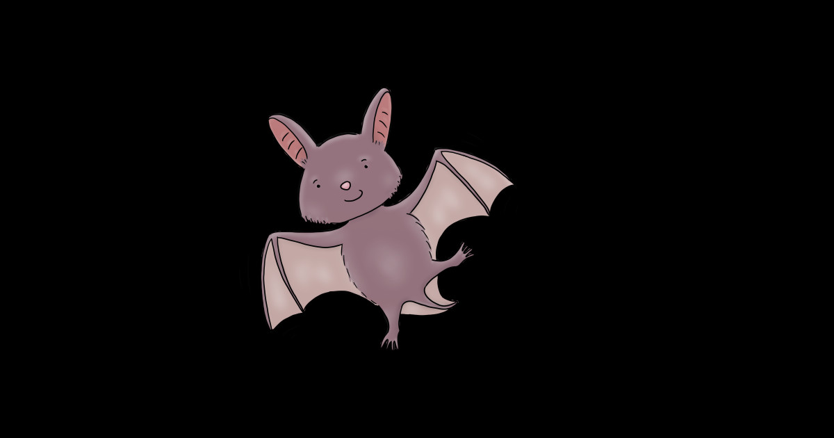 Cute happy baby bat flying cartoon illustration - Bat - Sticker | TeePublic