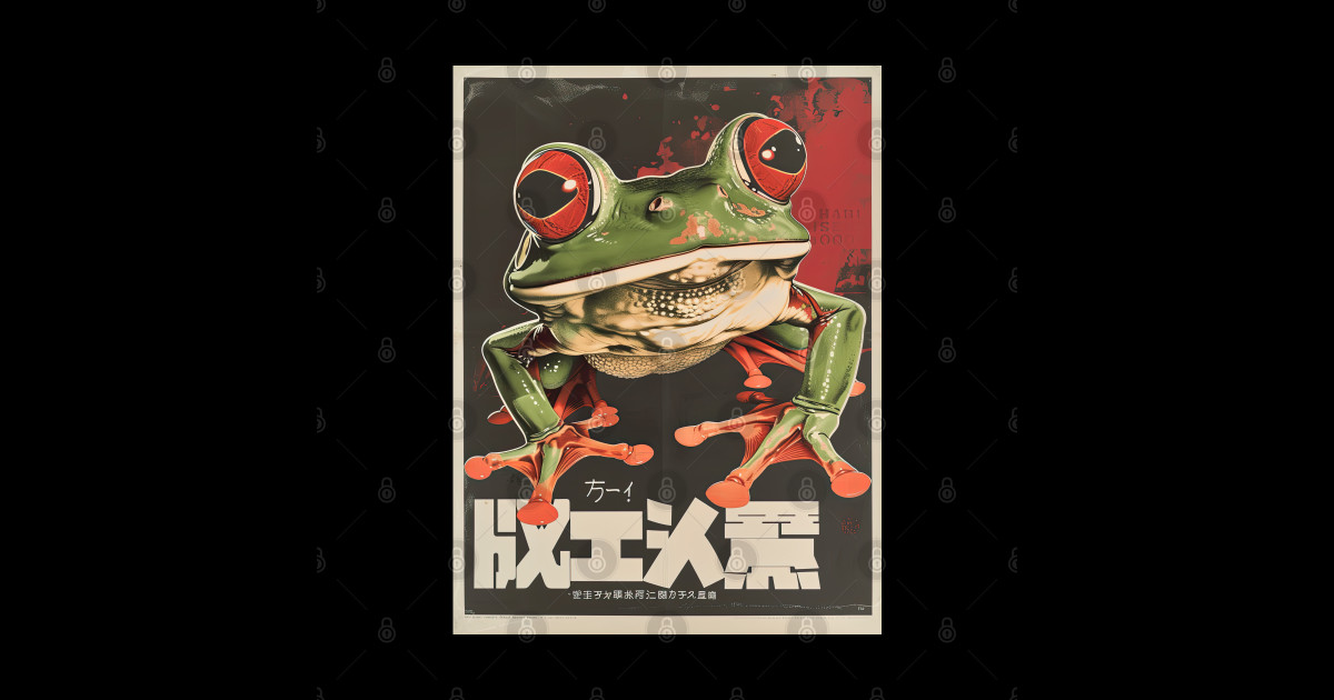 vintage japanese frog - Propaganda Style - Sticker | TeePublic