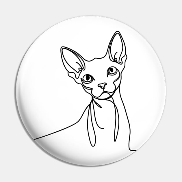 Sphynx cat Line Drawing - Sphynx Cat - Pin | TeePublic