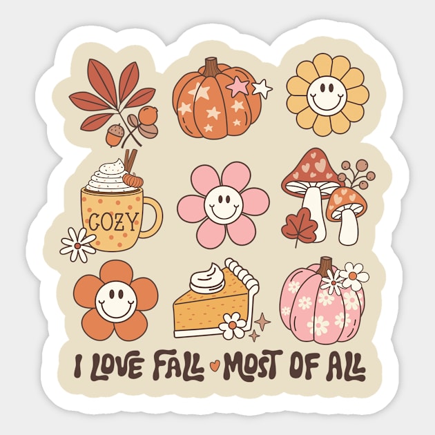Retro Fall Vibes - Fall Season - Sticker | TeePublic