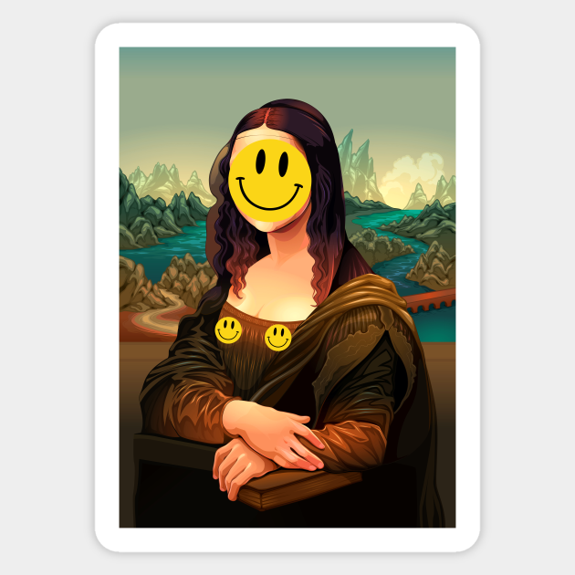Da Vinky Mona Lisa Acid Smile? - Da Vinky Meme - Sticker | TeePublic
