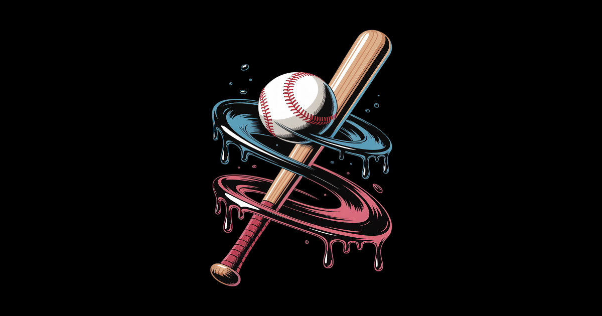 Baseball Ice Cream Drip Baseball Bat And Ball - Baseball Ice Cream Drip ...
