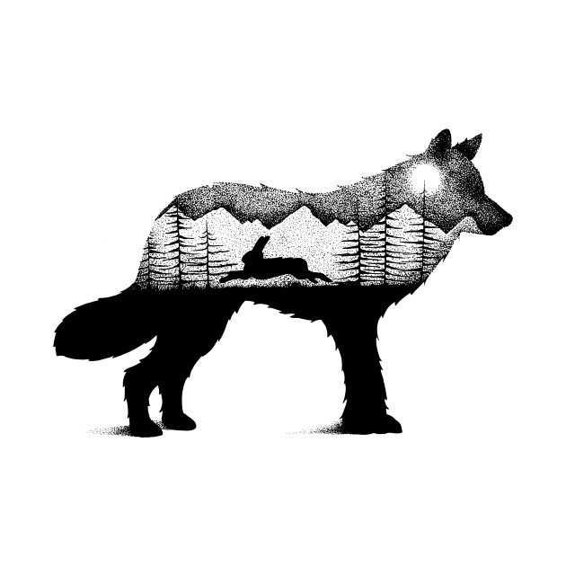 WOLF AND RABBIT - Nature Lovers - T-Shirt | TeePublic