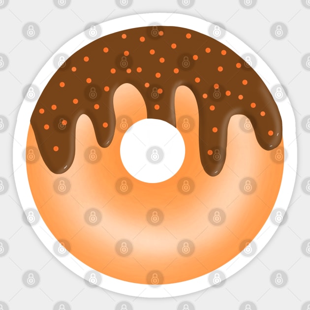 Cute orange donut with melted chocolate - Cute Food - Sticker | TeePublic