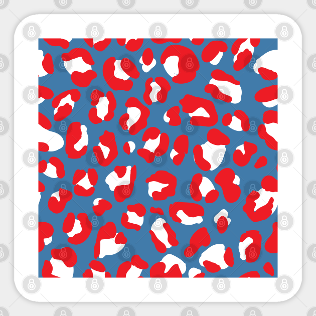 Red White and Blue Leopard Print - Leopard Print - Sticker | TeePublic