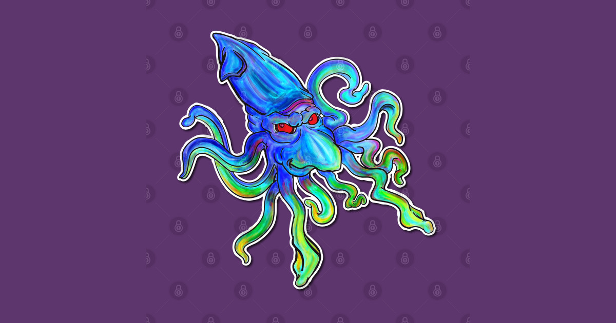 Psychedelic Squid - Squid - T-Shirt | TeePublic