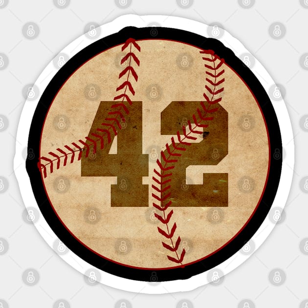 Baseball number || 42 || Vintage - Baseball - Sticker | TeePublic