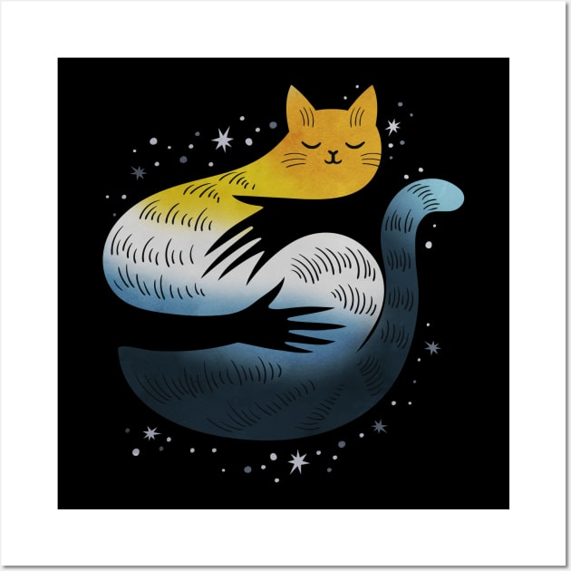 Aroace Cat Hug LGBT Asexual Aromantic Pride Flag - Aroace - Posters and ...