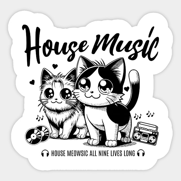 HOUSE MUSIC - 2 Cool Cats (black) - House Music - Sticker | TeePublic
