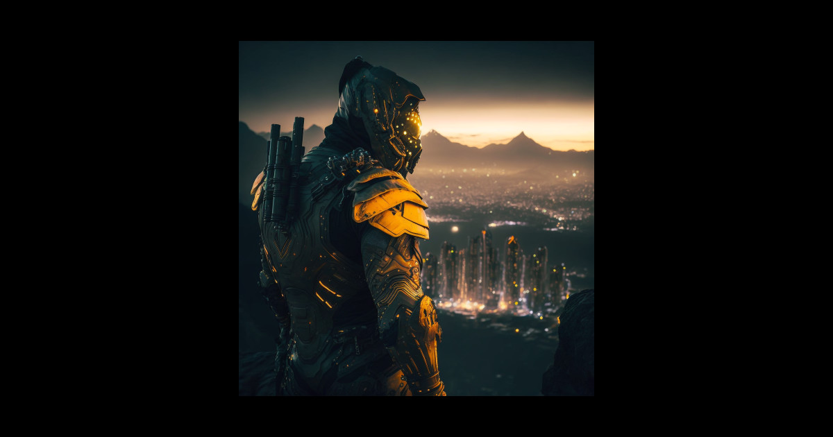 Cyberpunk Cyborg Guardian of the Night - Aicreateworlds - Posters and ...