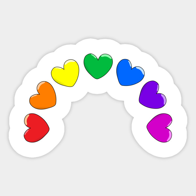 Rainbow Hearts - Rainbow - Sticker | TeePublic