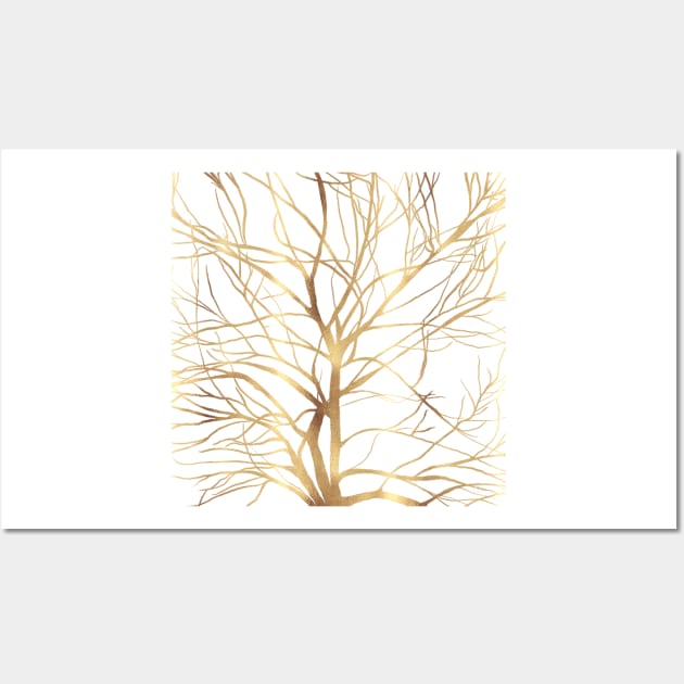 Modern Gold Tree Silhouette Minimal White Design - Modern - Posters and ...
