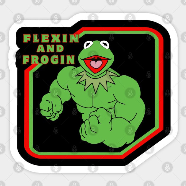 Muppets Kermit The Muscle Frog - Kermit - Sticker | TeePublic
