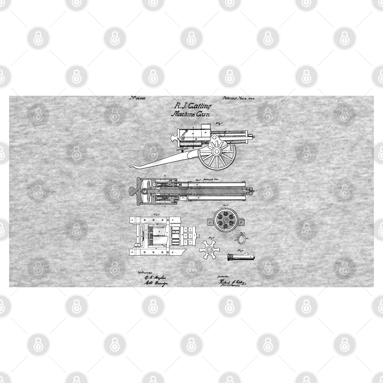 Gatling Gun Patent - 1862 Machine gun - SBpng - Gatling Gun - Hoodie ...