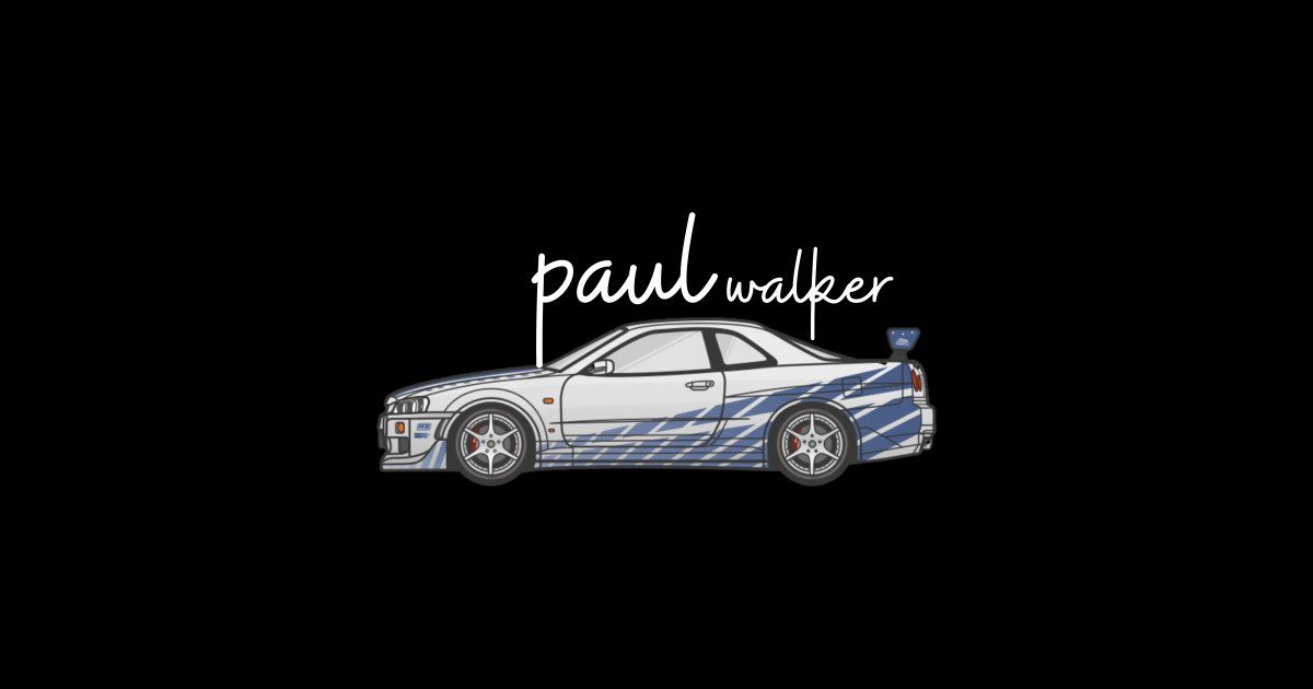 paul walker ( skyline r34 gtr spec ) - Paul Walker - Sticker | TeePublic