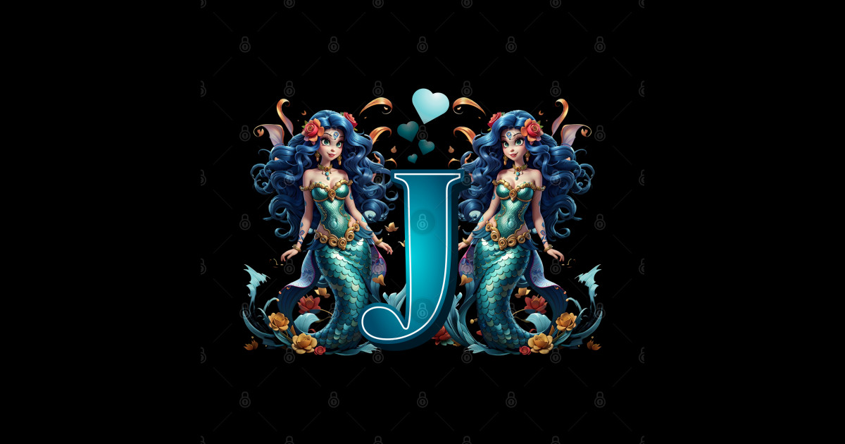 Mermaid Alphabet The Letter J - Alphabet Letters - Sticker | TeePublic