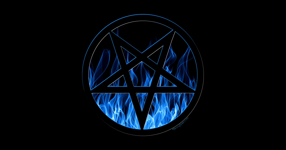 Blue Flames of Hell - Pentagram! - Pentagram - Sticker | TeePublic