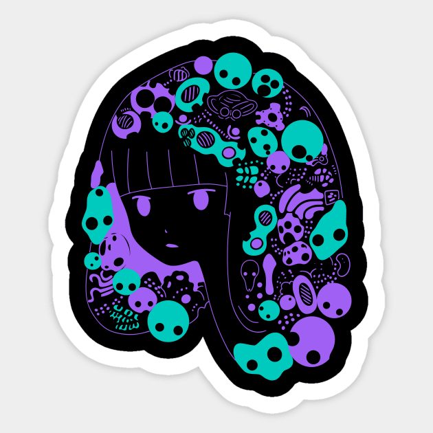 Thought Bubbles Exploded - Anime Girl - Sticker | TeePublic