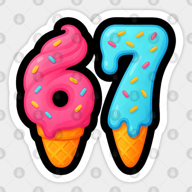 67 Ice Cream Drip Six Seven Gen Alpha Slang - Meme Slang - Sticker ...
