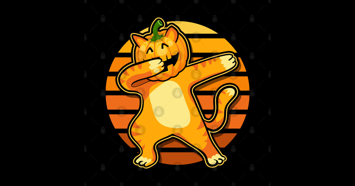 Dabbing Cat Halloween Pumpkin Dance - Cat - Sticker | TeePublic