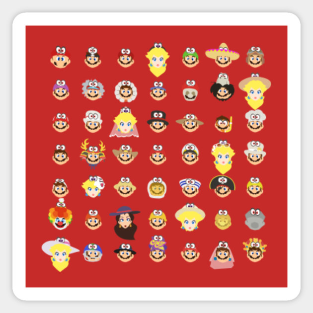 Super Mario Odyssey Hats - Super Mario Odyssey - Sticker | TeePublic