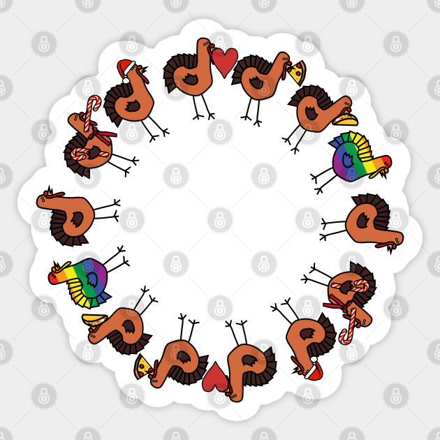 Thanksgiving Turkey Circle - Thanksgiving - Sticker | TeePublic