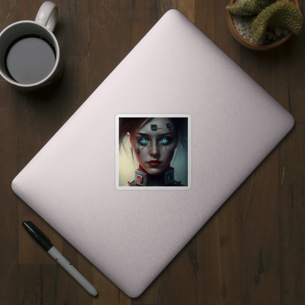 Hardwired Woman -- AI Art - Voidspawn - Sticker | TeePublic