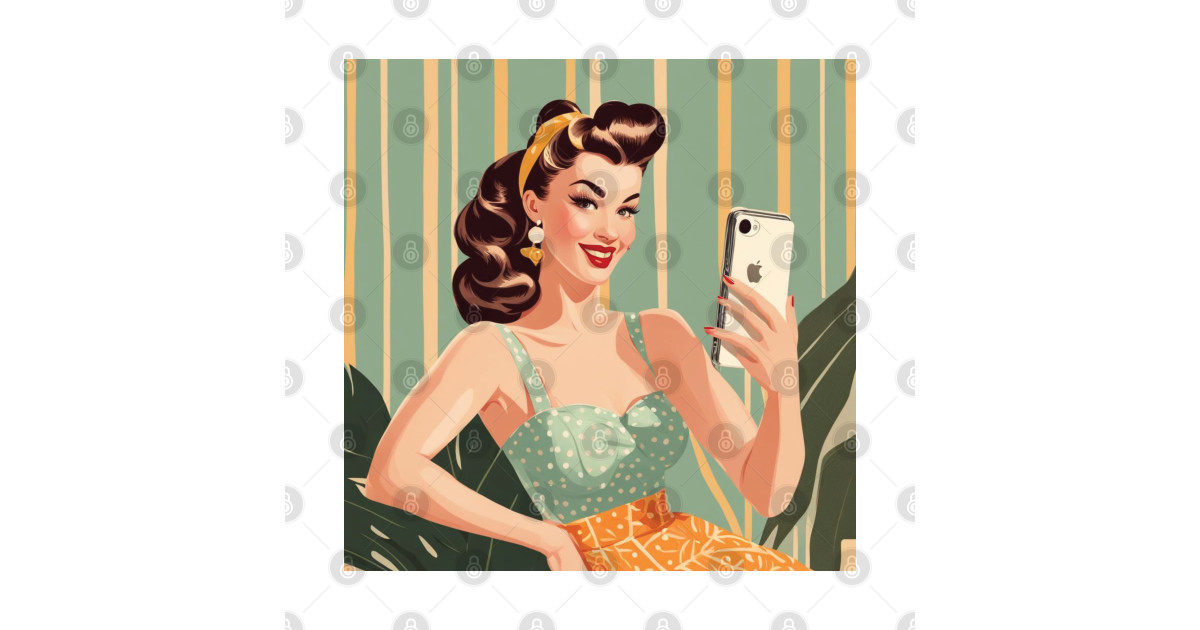 Retro Selfie Vintage Vixen Art Pin Up Girl Pin Up Girl T Shirt