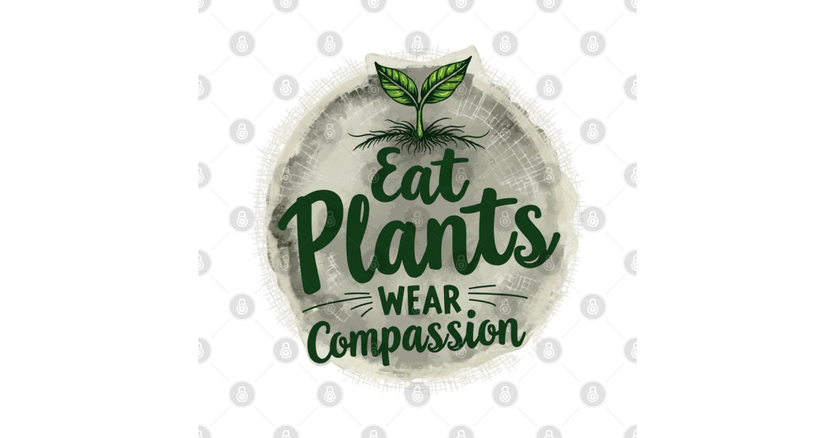 'Eat Plants Wear Compassion'- Vegan Plant Based Compassion Graphic Te ...