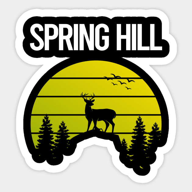 Sunset Deer Spring Hill.png - Spring Hill - Sticker | TeePublic
