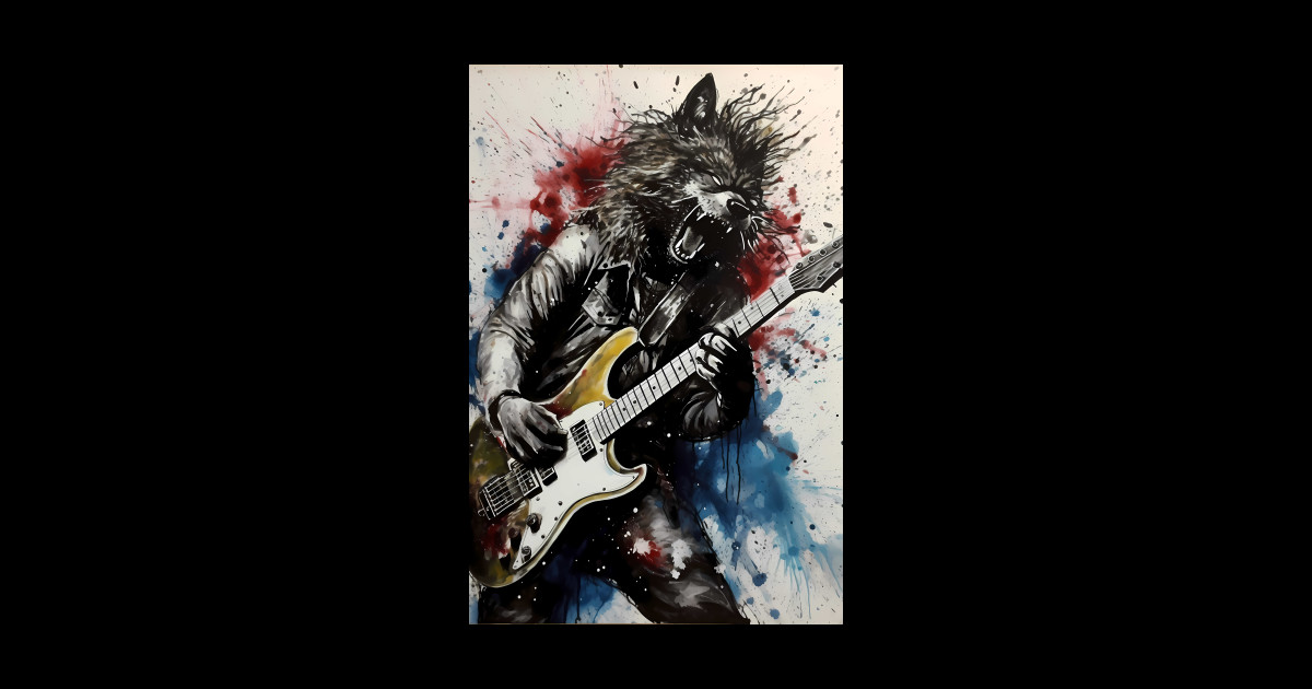 Werewolf Shredding Guitar - Werewolf - Sticker | TeePublic