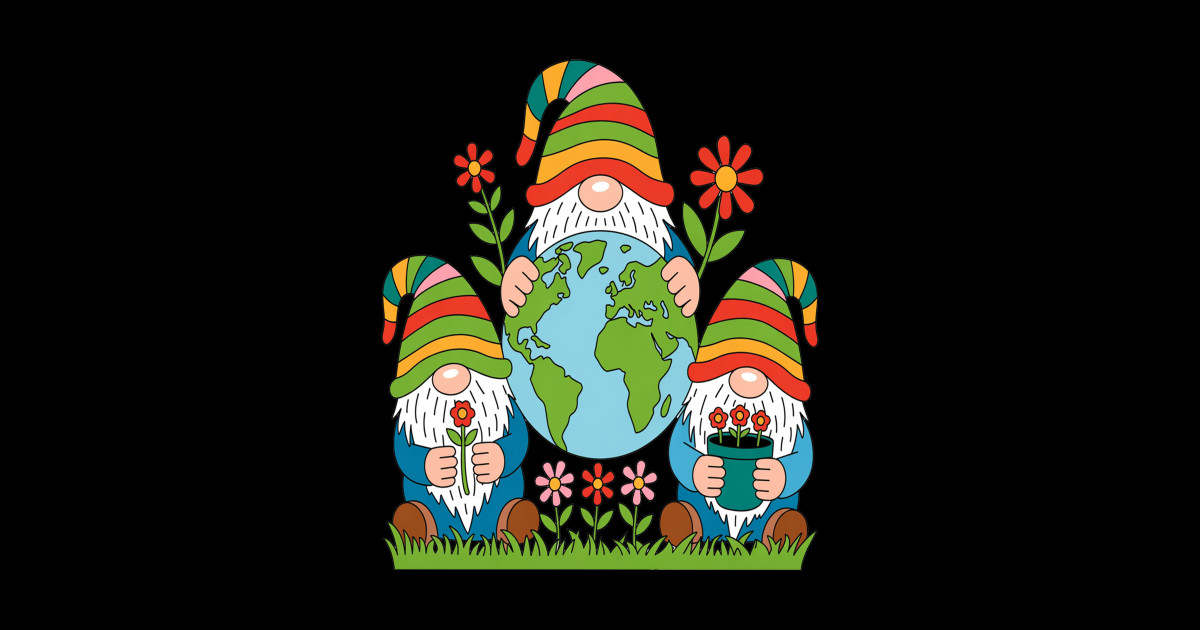 Three Gnomes Daisy Flower Earth Day - Three Gnomes Daisy Flower Earth ...