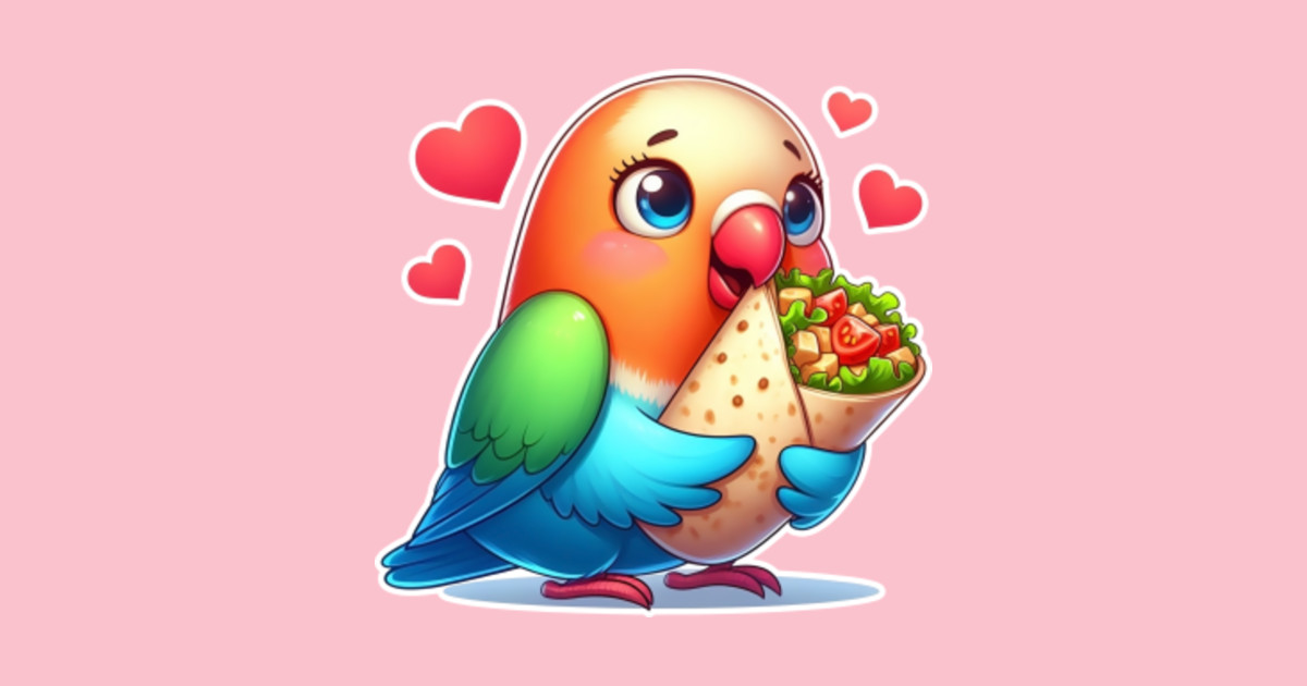 cute love birds are eating Mexican specialties, Tacos, Burritos ...