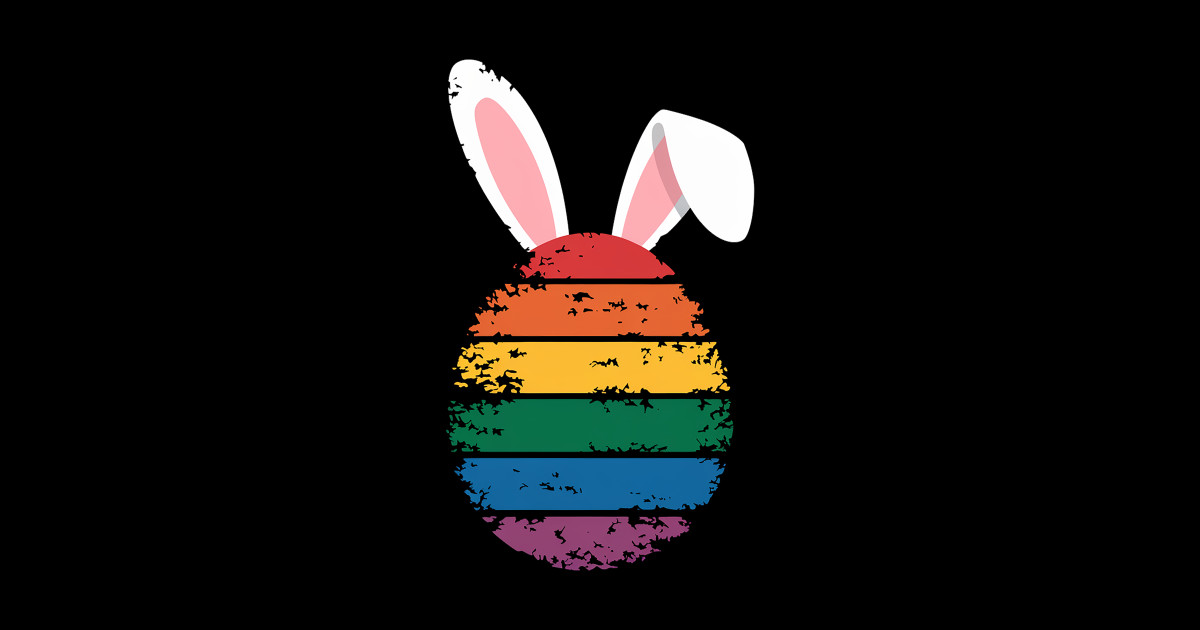 Rainbow Flag Egg Bunny Ears Gay Pride Easter LGBT - Egg Bunny - Sticker ...