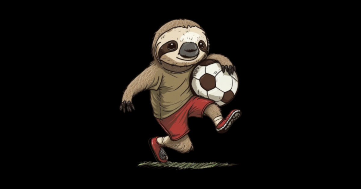 Cool Sloth Playing with a Soccer Ball - Cool Sloth - T-Shirt | TeePublic