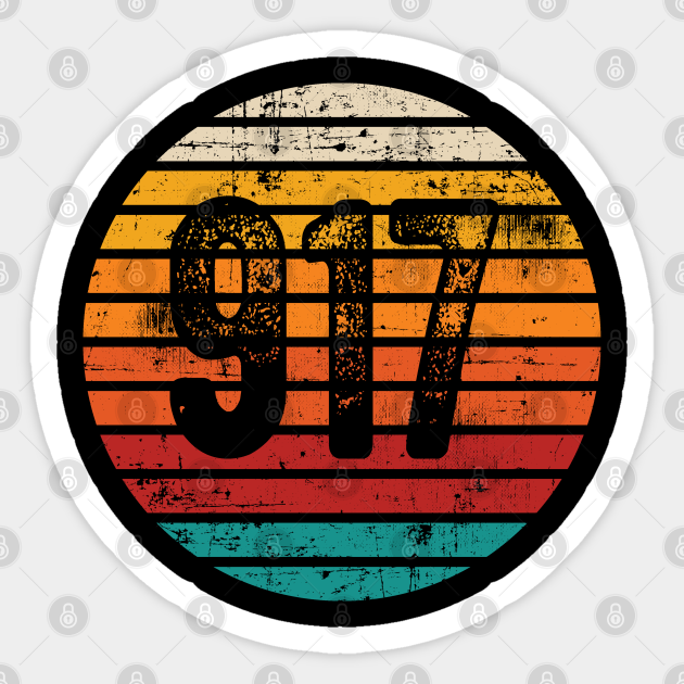 Distressed Vintage Sunset 917 Area Code - 917 Area Code - Sticker ...