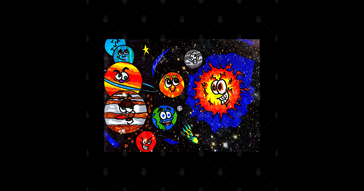 Smiling Solar System - Solar System - Sticker | TeePublic