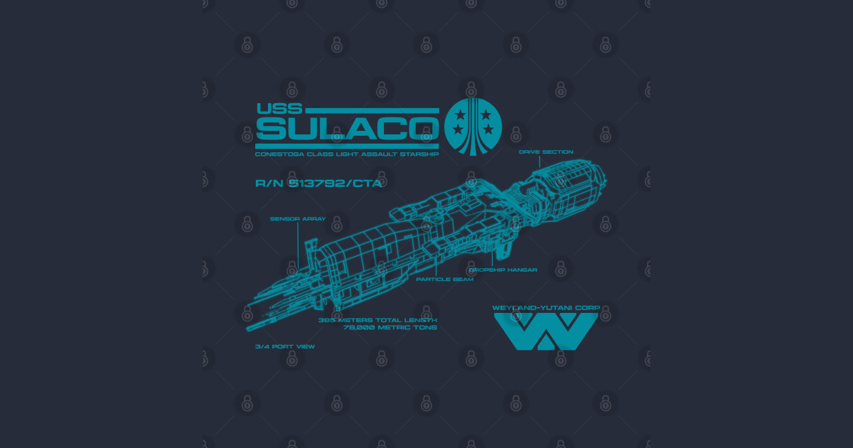 Sulaco Schematics BL - Aliens - T-Shirt | TeePublic