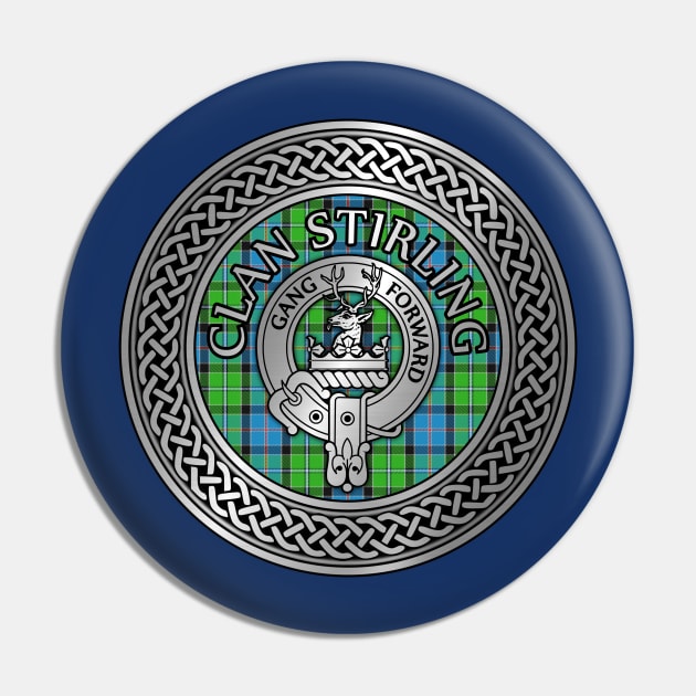 Clan Stirling Crest & Tartan Knot - Stirling - Pin | TeePublic