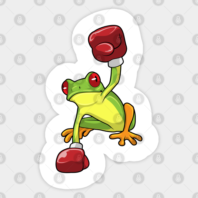 Frog at Boxing with Boxing gloves - Boxer - Sticker | TeePublic